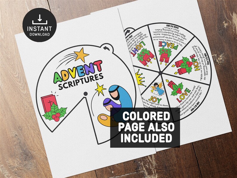 Advent Scriptures Coloring Wheel, Memory Game, Christmas Activity, Kids ...