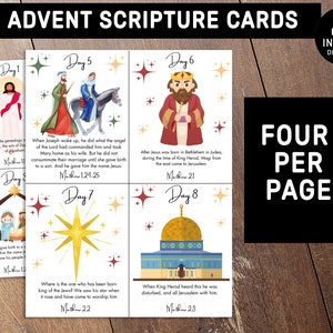 Advent Scripture Cards, Advent Calendar, Watercolor, Floral, Nativity ...
