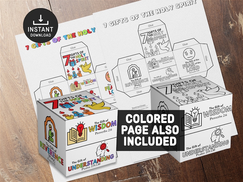 Gifts of the Holy Spirit Coloring Cube, Bible Lesson, Sunday School ...