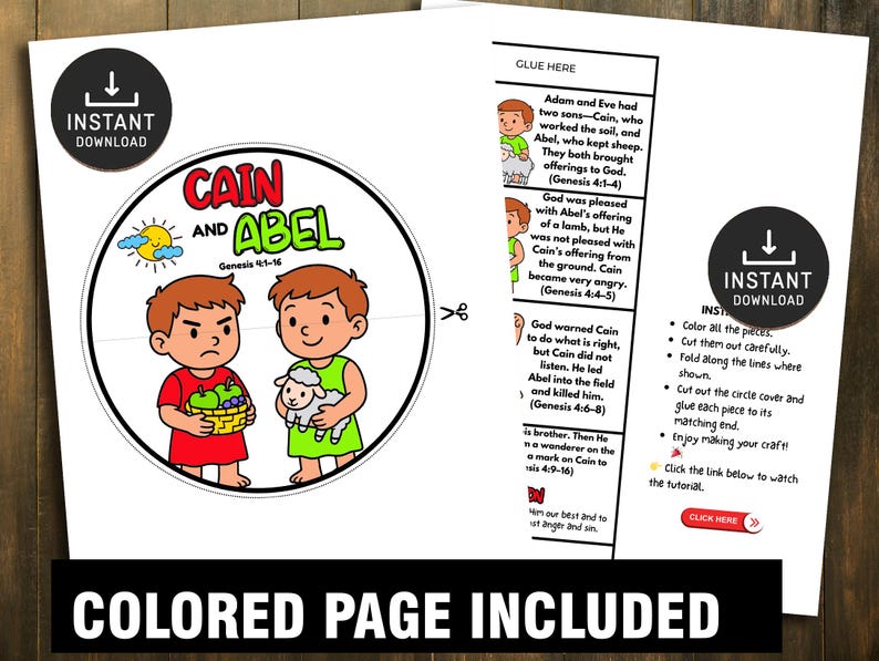 Cain and Abel Folding Surprise Bible Story Craft, Bible Craft, Bible ...