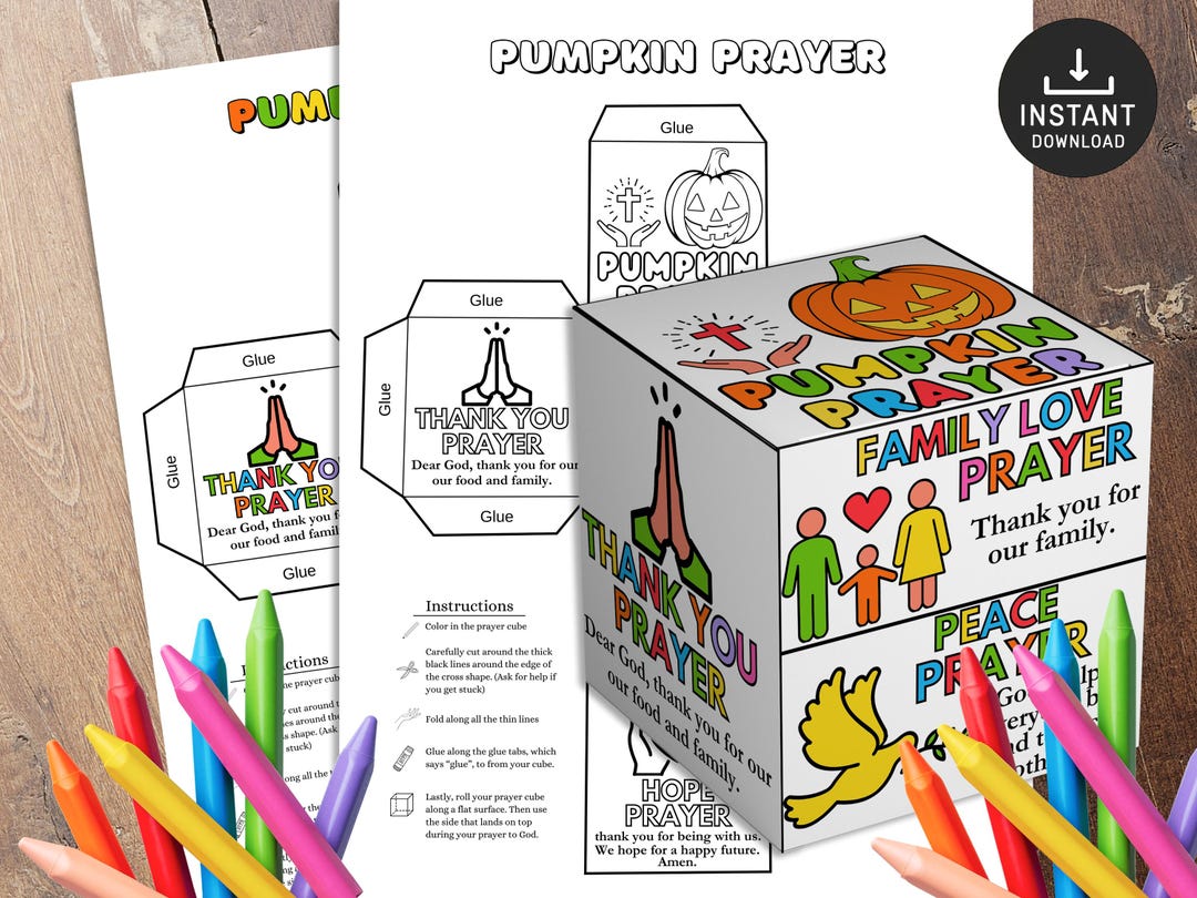 Pumpkin Prayer for Halloween Coloring Cube, Bible Activity, Kids Bible ...