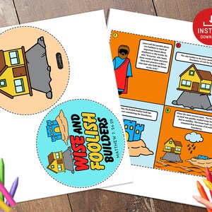 Wise and Foolish Builders, Bible Story Activity, Sunday School Craft ...