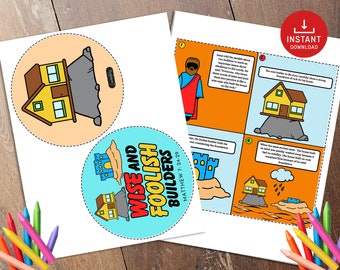 Parable of the Wise and Foolish Builders Sunday School Bible Wheel ...