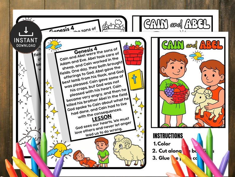 Cain and Abel Mini Book: Bible Story Craft (digital Download) - Etsy