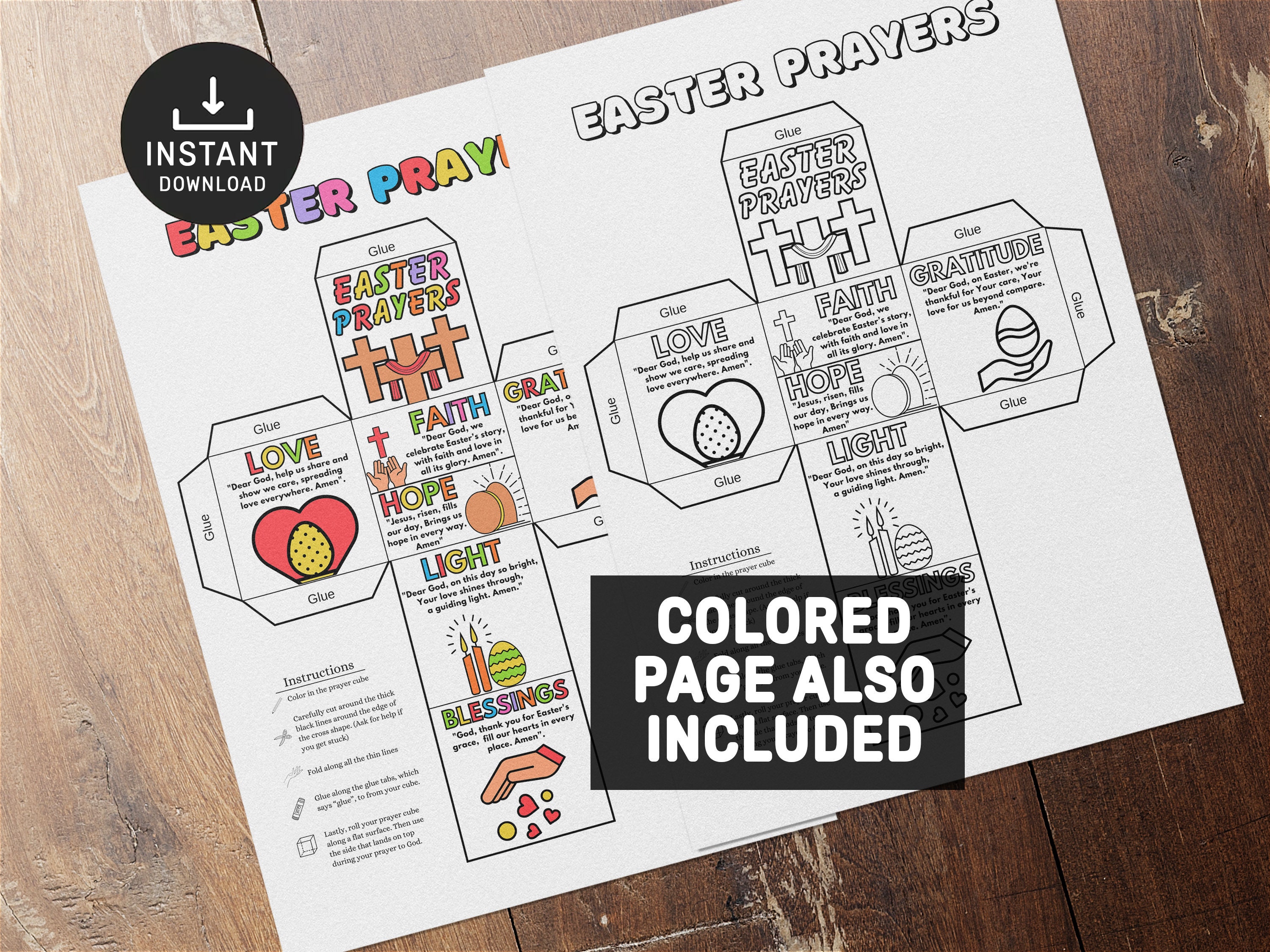 Easter Prayers Coloring Cube, Easter Bible Story Sunday School Craft ...