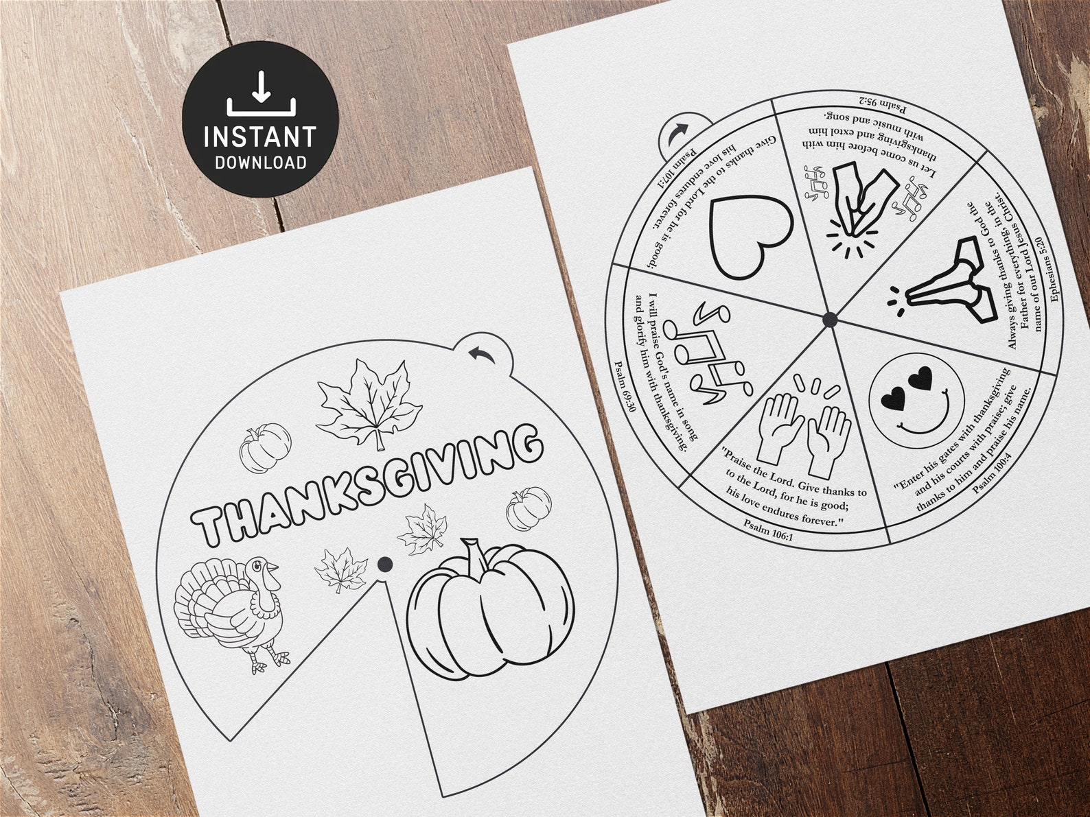 Thanksgiving Coloring Wheel, Bible Activity, Kids Bible Lesson, Memory ...