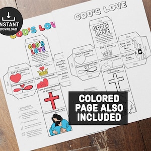 Gods Love Scripture Coloring Cube, Printable Bible Valentine Activity ...