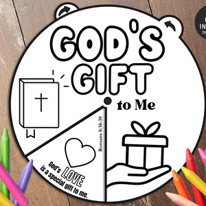 God's Gift to Me Coloring Wheel, Coloring Wheel, Bible Activity, Kids ...