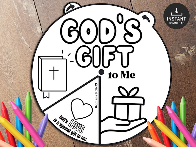 God's Gift to Me Coloring Wheel, Coloring Wheel, Bible Activity, Kids ...