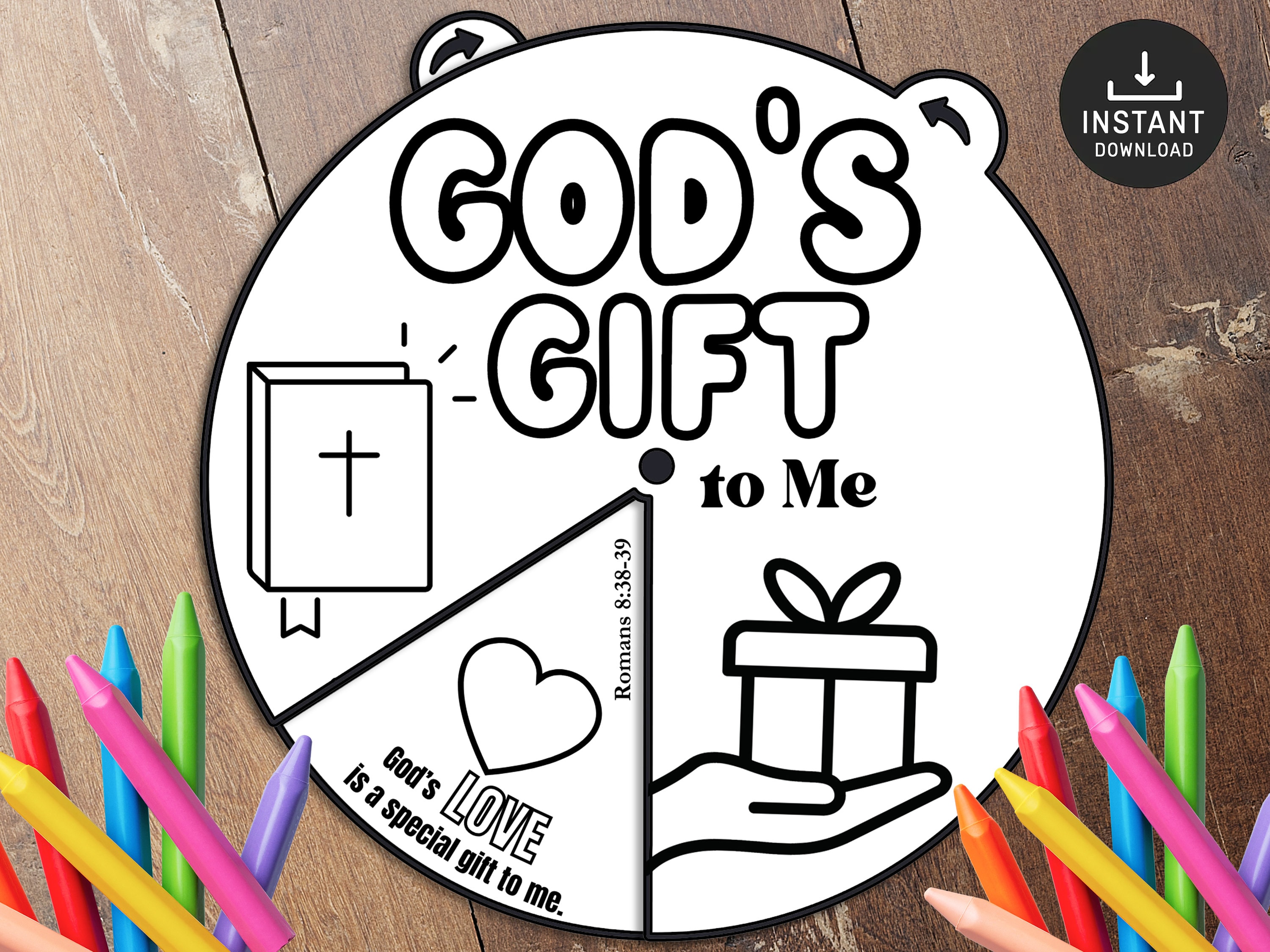 God's Gift to Me Coloring Wheel, Coloring Wheel, Bible Activity, Kids ...