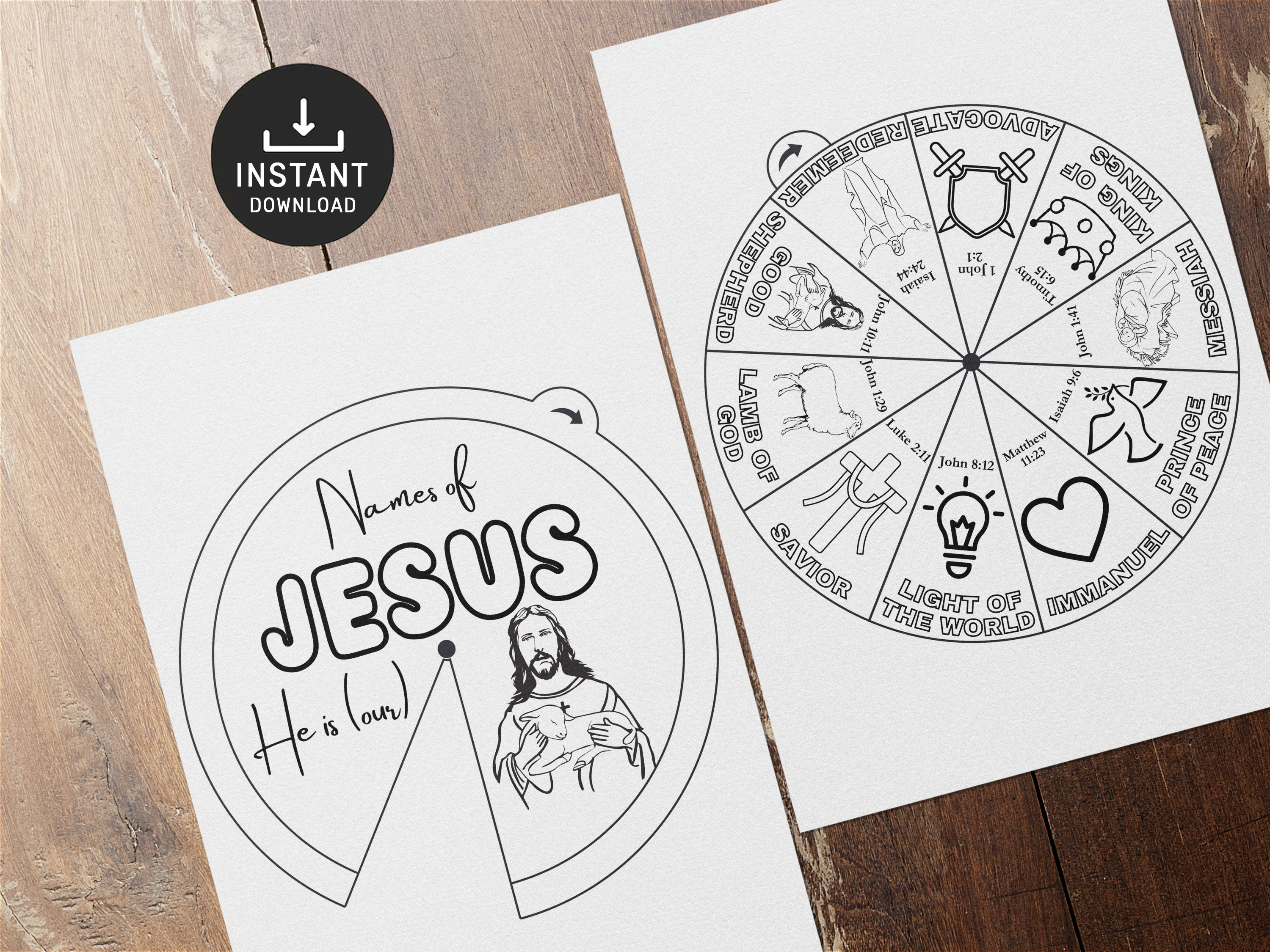 Names of Jesus Coloring Wheel, Christmas, Bible Activity, Memory Game ...