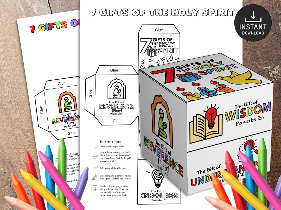 Gifts of the Holy Spirit Coloring Cube, Bible Lesson, Sunday School ...