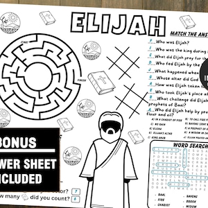 Elijah Activity Pages, Bible Activities for Kids, Church Kids Activity ...