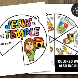 Jesus in the Temple Coloring Wheel, Luke 2, Bible Story, Kids Bible ...