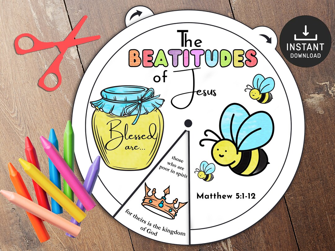Beatitudes Coloring Wheel Printable Bible Verse Activity - Etsy UK