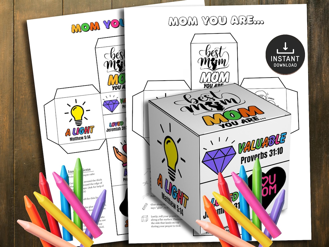 Mother's Day Coloring Cube, Mothers Day Bible Craft, Sunday School ...