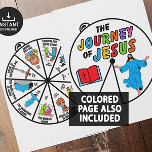 The Journey of Jesus Coloring Wheel, Printable Bible Activity, Kids ...