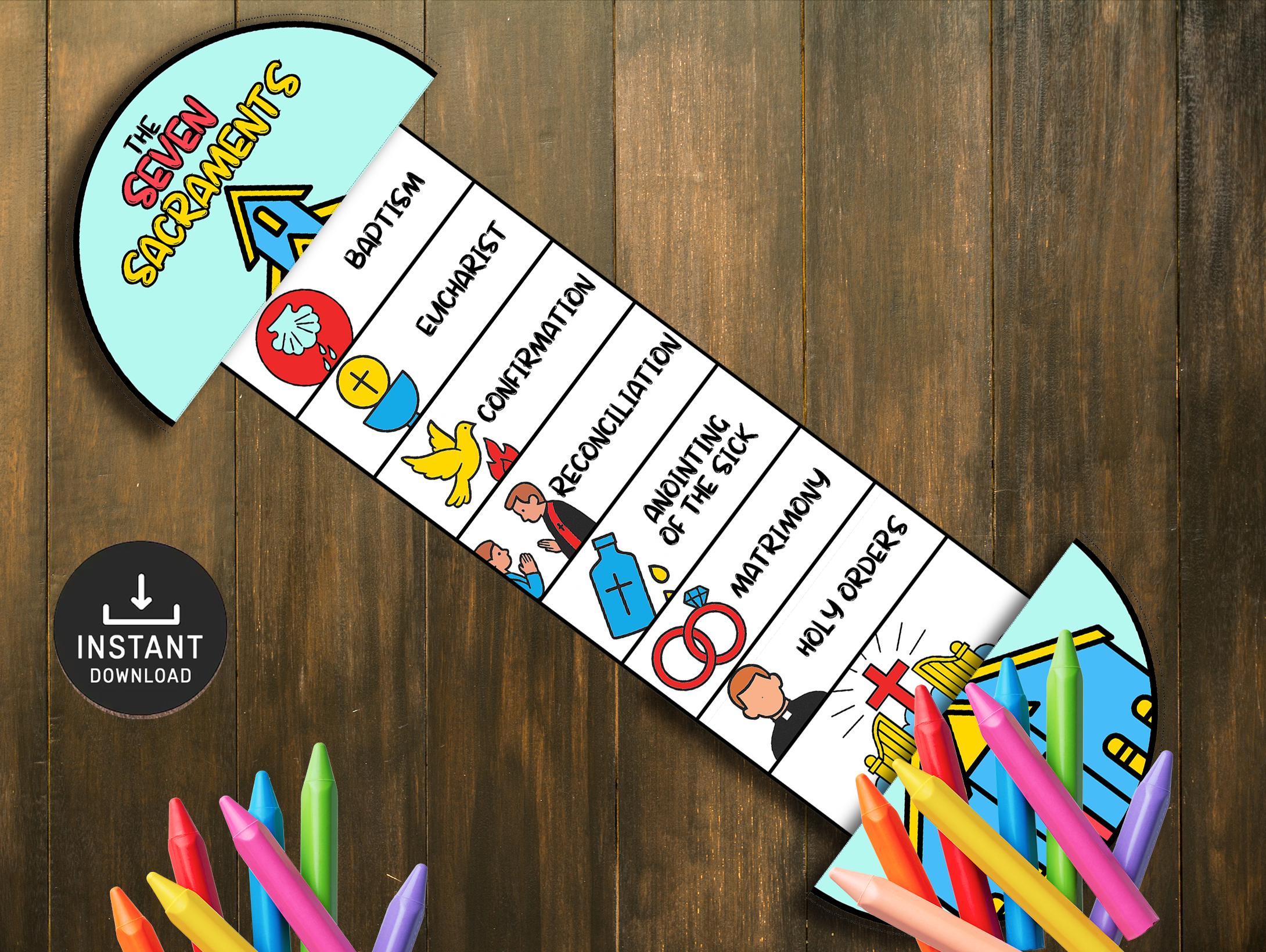 7 Sacraments Folding Surprise Bible Story Craft, Kids Bible Lesson ...