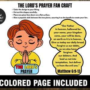 The Lord's Prayer Fan Craft, Bible Activity, Kids Bible Lesson, Memory ...