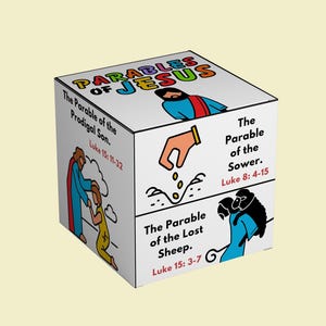 Parables of Jesus Coloring Cube, Printable Bible Verse Activity, Kids ...
