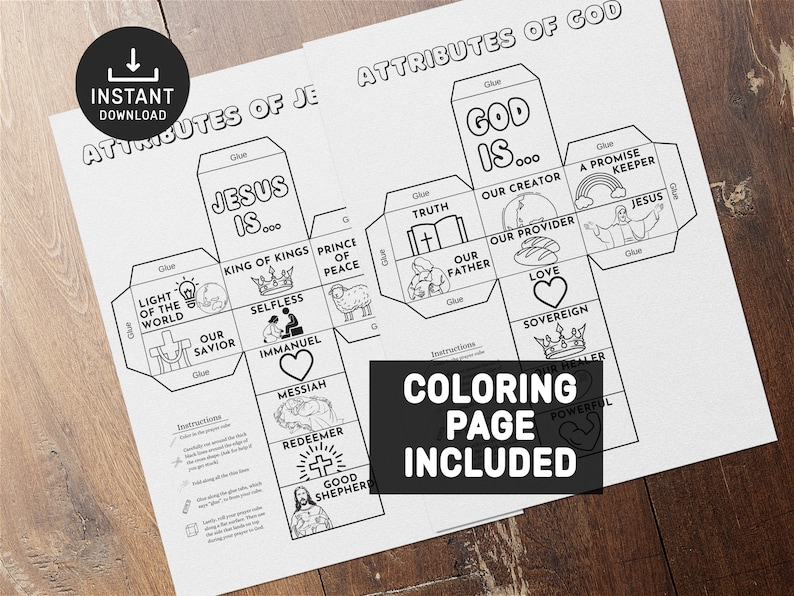 Attributes of God Coloring Cube, Names of God, Homeschool Activity ...
