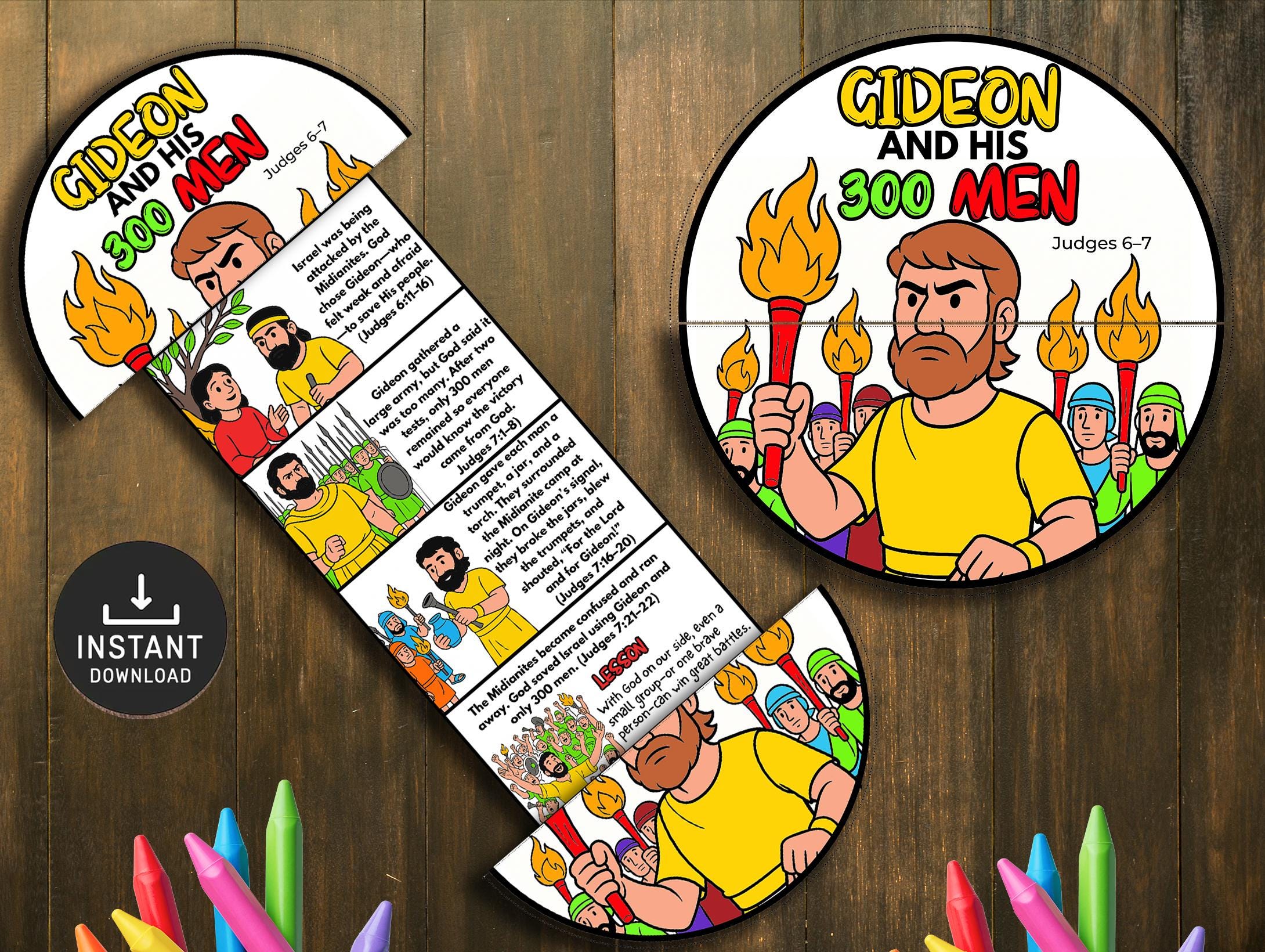 Gideon and His 300 Men Folding Surprise Bible Story Craft, Sunday ...
