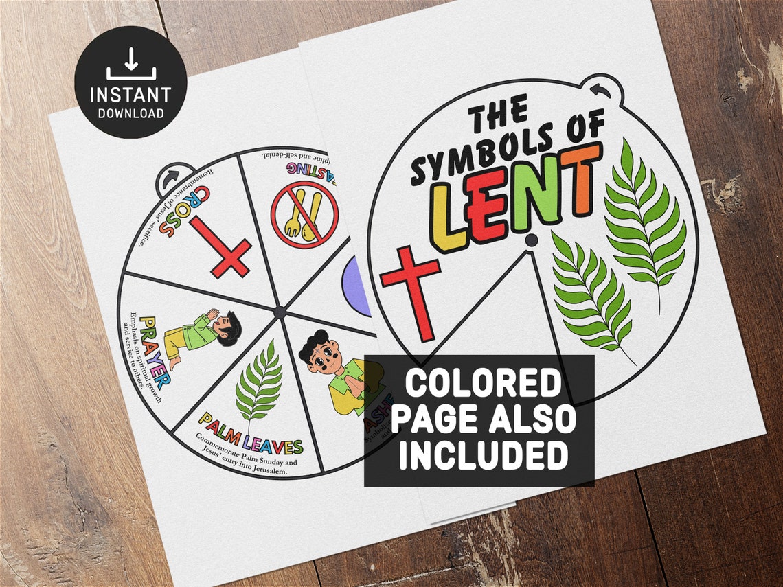Lent Symbols Coloring Wheel, Lent Activity for Kids, Ash Wednesday ...