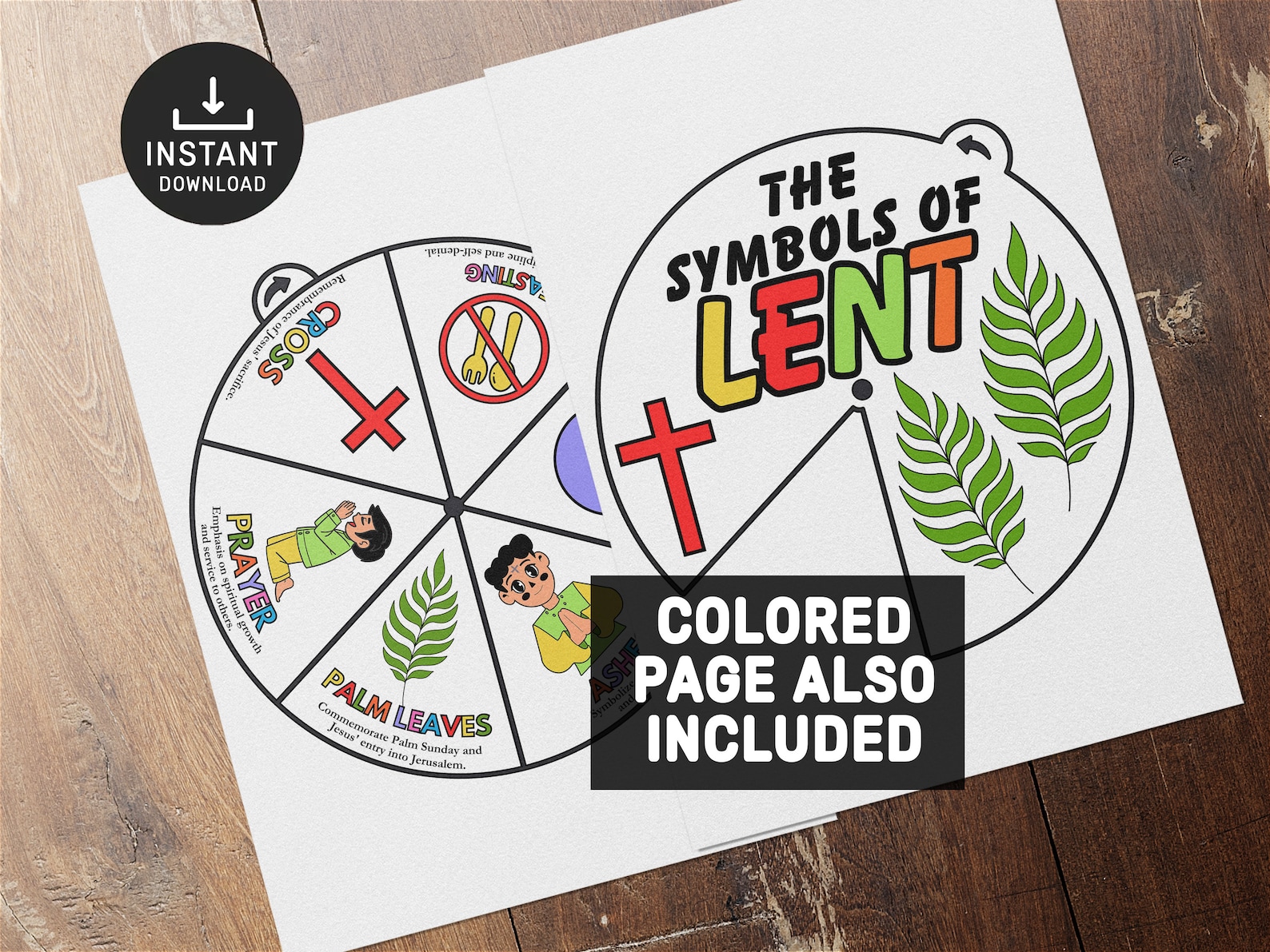 Lent Symbols Coloring Wheel, Lent Activity for Kids, Ash Wednesday ...