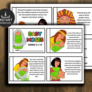 Moses Mini Book, Printable Bible Activity, Watercolor, Kids Bible ...
