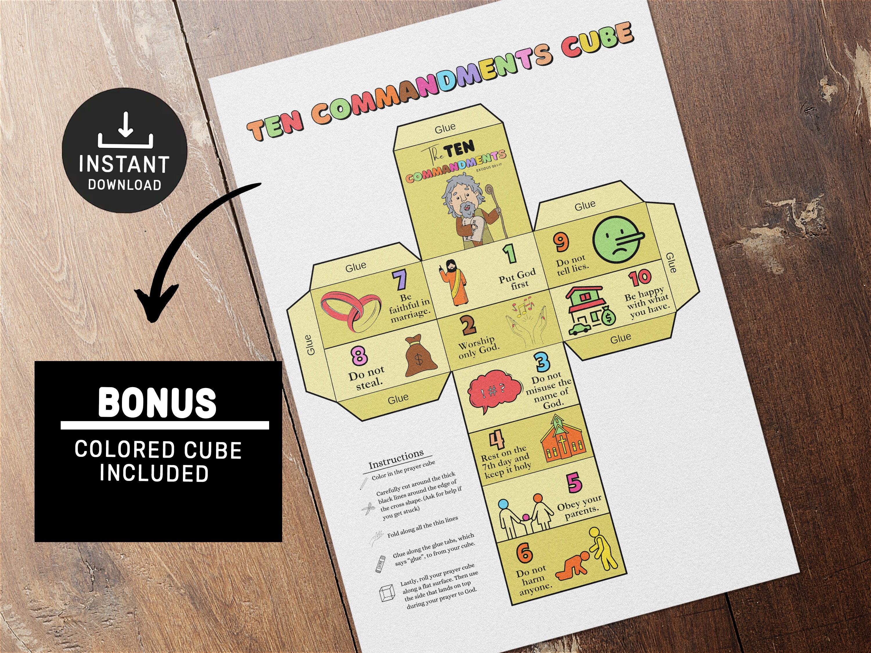 Ten Commandments Coloring Wheel, Bible Activity, Kids Bible Lesson ...