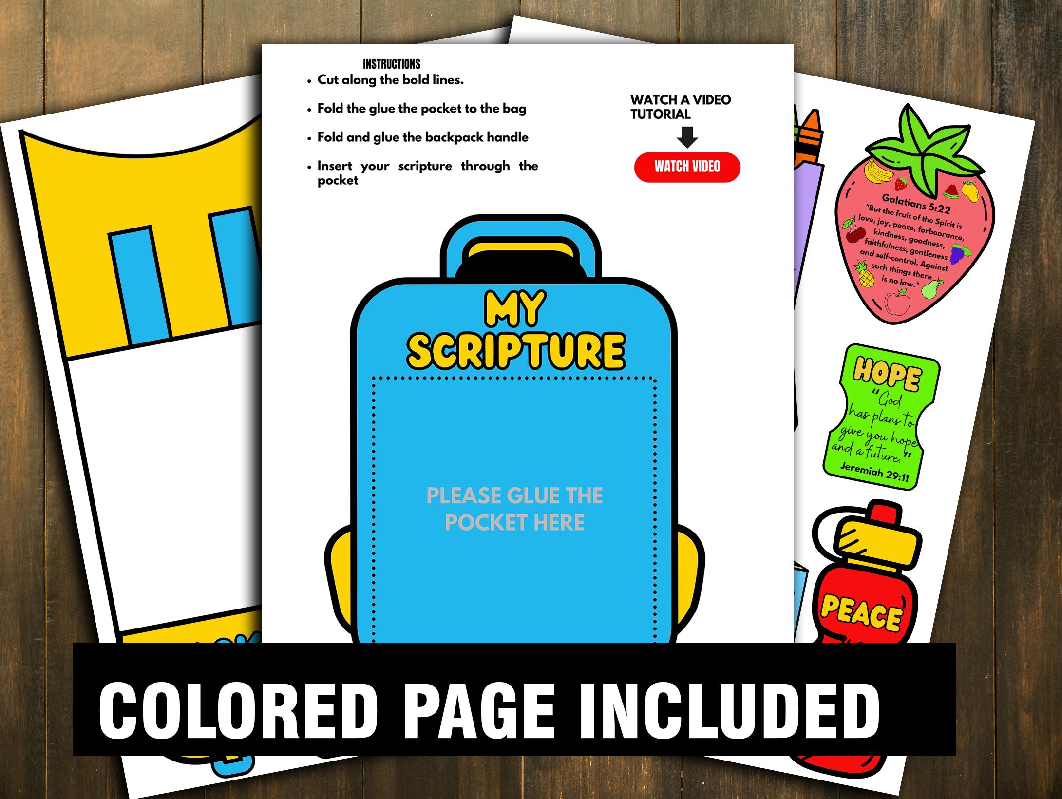Back to School Christian Activity, Spiritual Backpack Bible Craft for ...