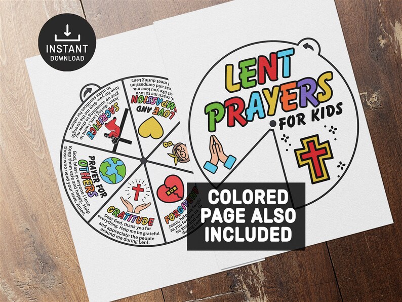 Lent Prayer Coloring Wheel, Lent Activity for Kids, Ash Wednesday Bible ...