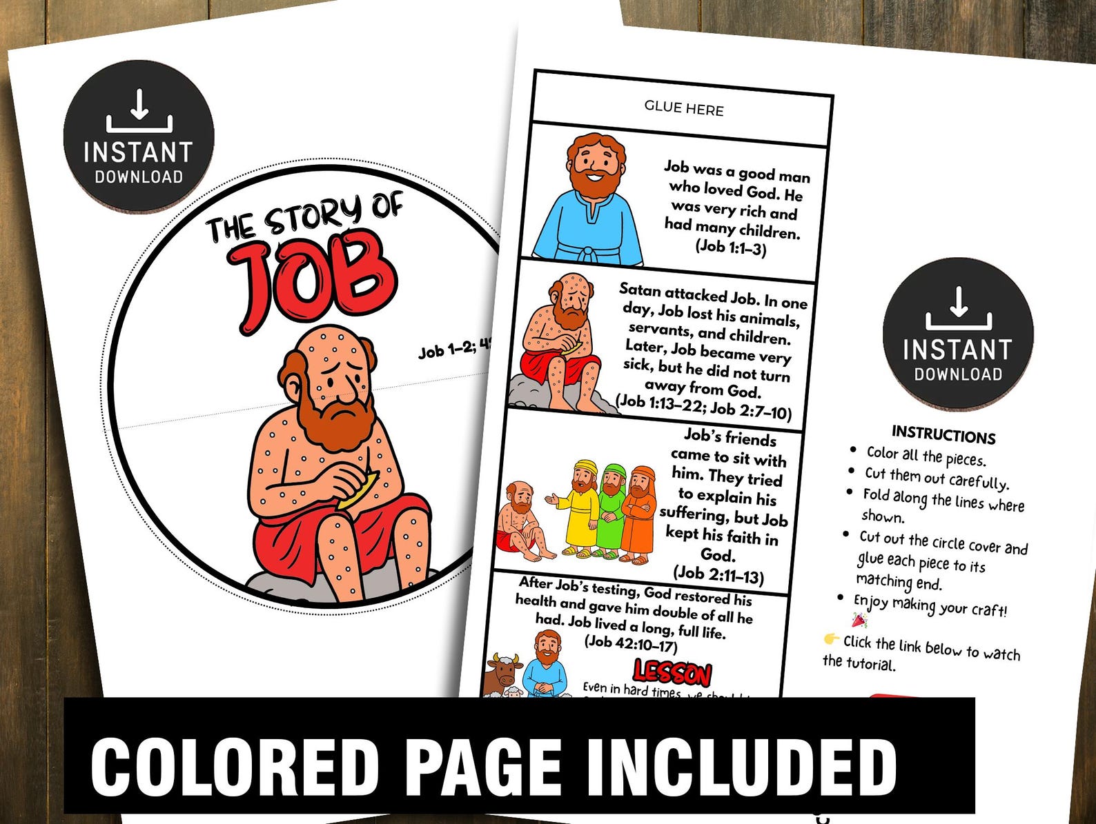 Story of Job Bible Craft, Sunday School Activity (digital Download) - Etsy
