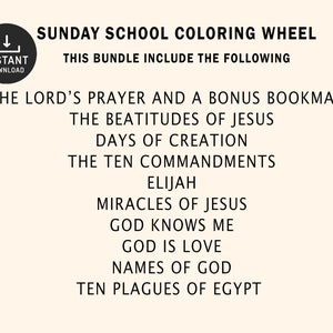 Coloring Wheel, Printable Bible Activity, Watercolor, Kids Bible Lesson ...