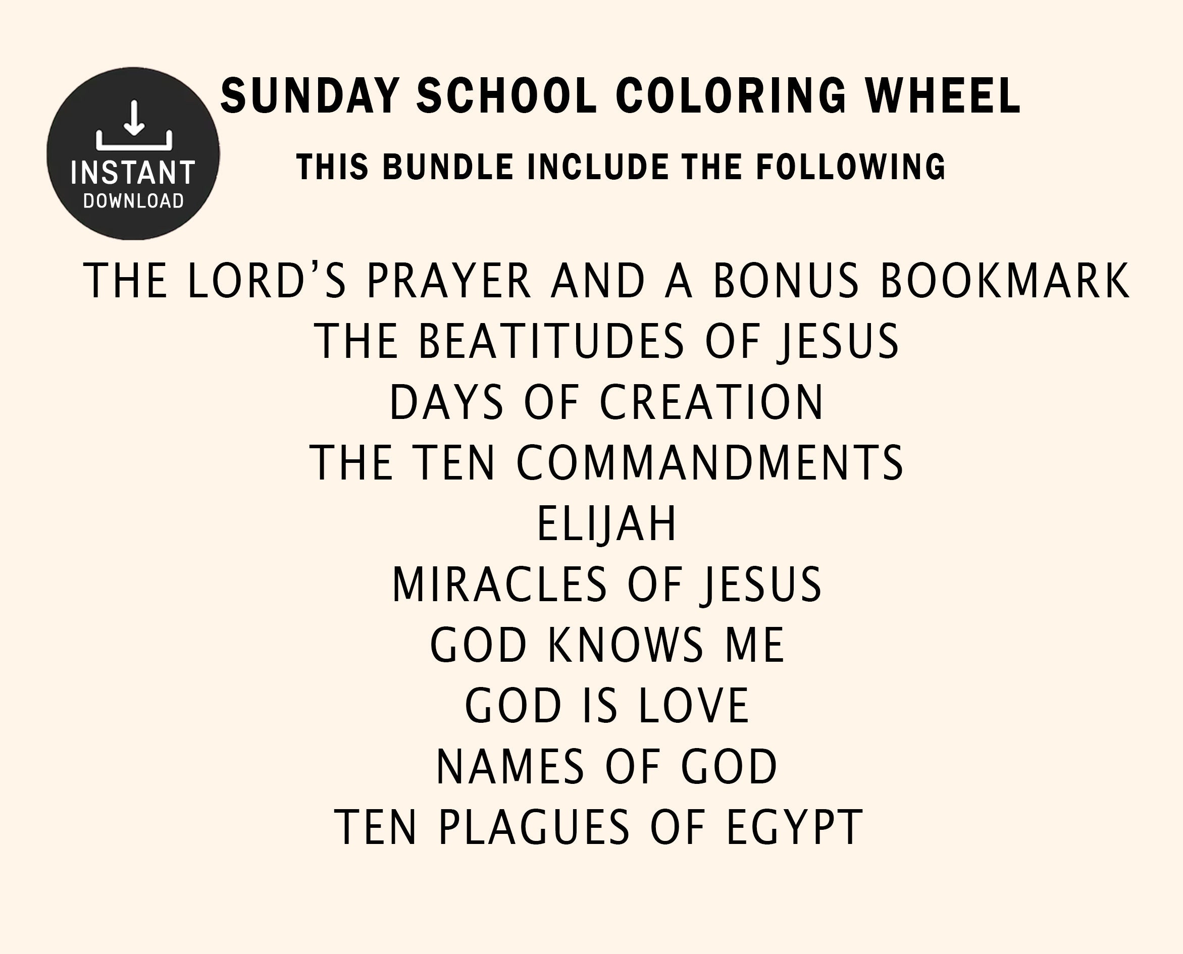 Coloring Wheel, Printable Bible Activity, Watercolor, Kids Bible Lesson ...