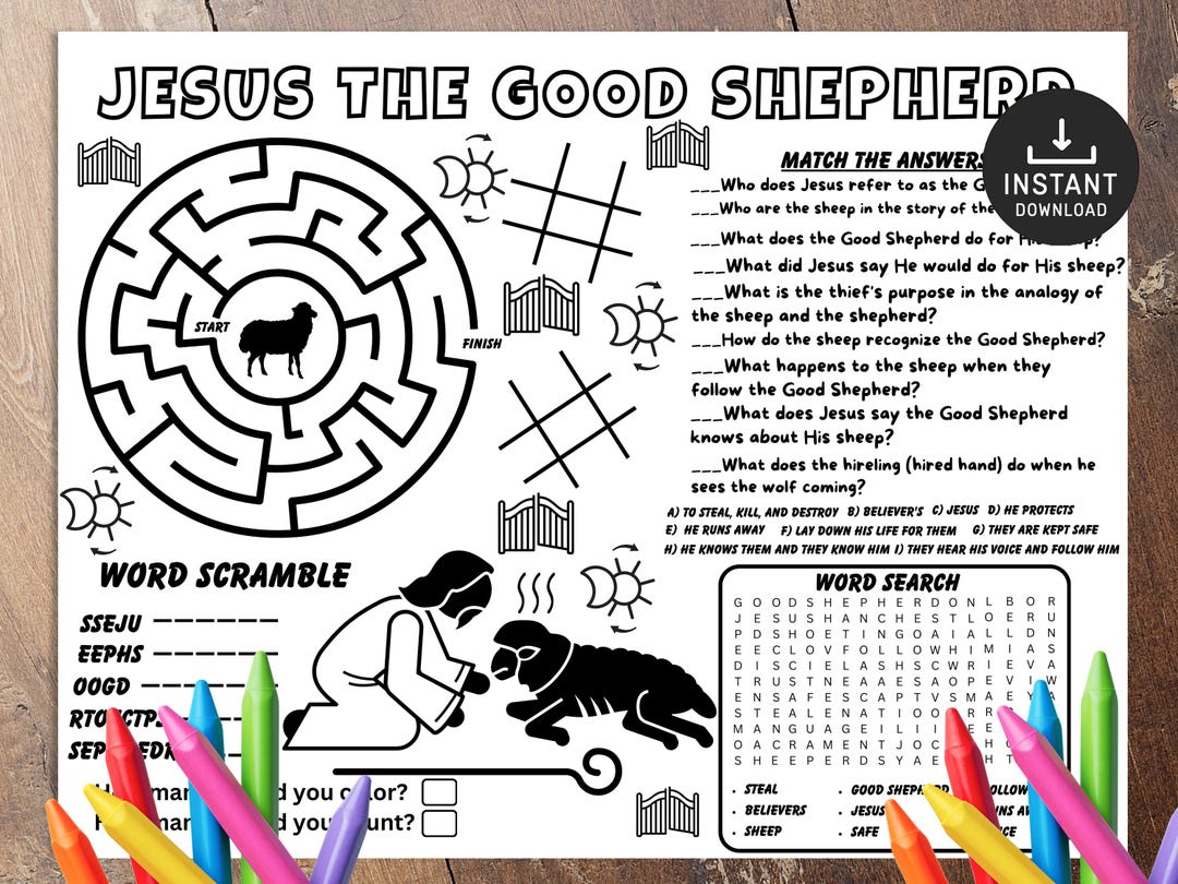 The Good Shepherd Activity Placemat, Bible Activity, Sunday School ...