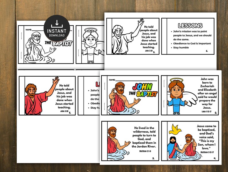 John the Baptist Mini Book, Bible Lesson Kids, Bible Lesson, Memory ...