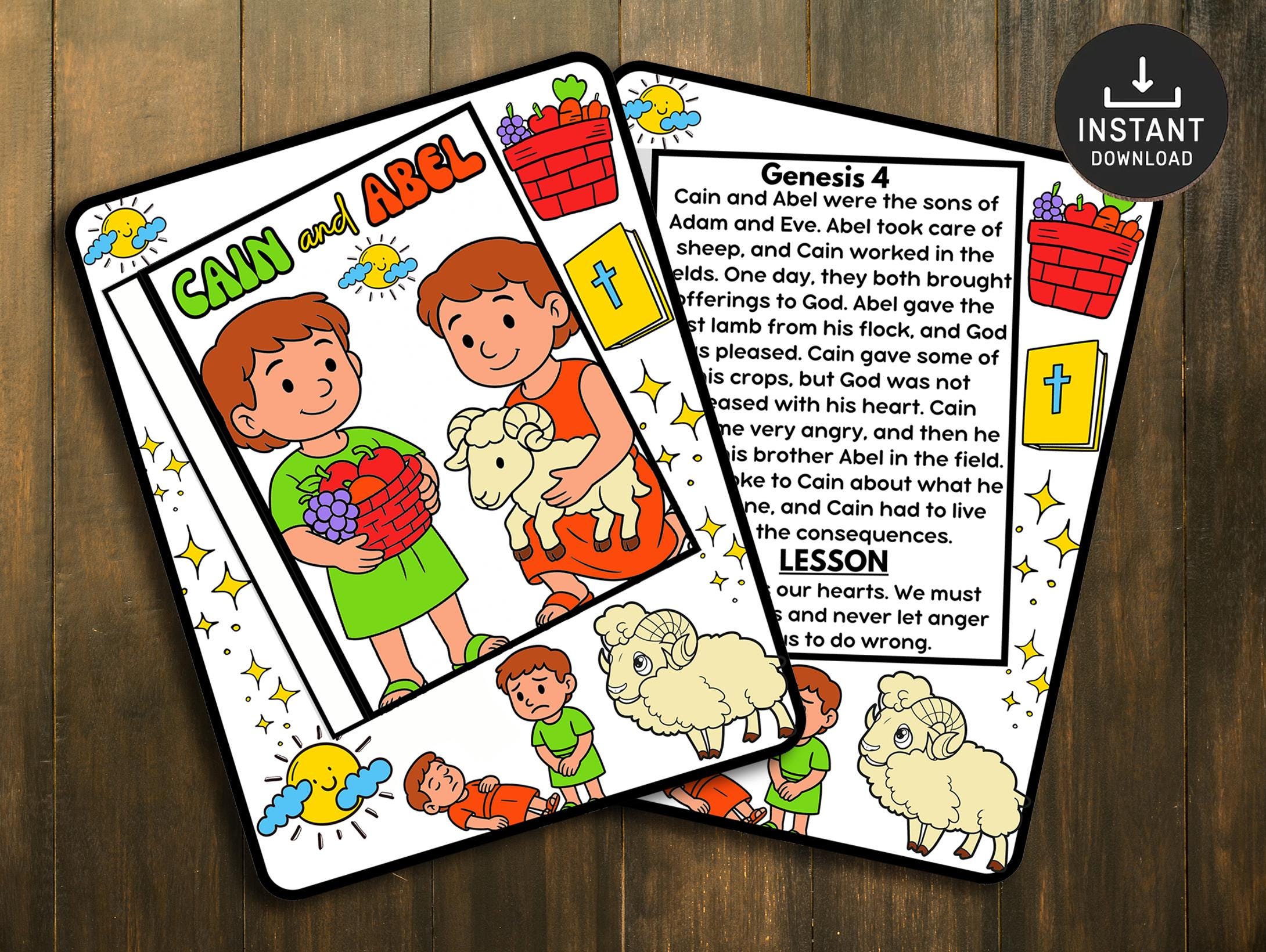 Cain and Abel Mini Book: Bible Story Craft (digital Download) - Etsy