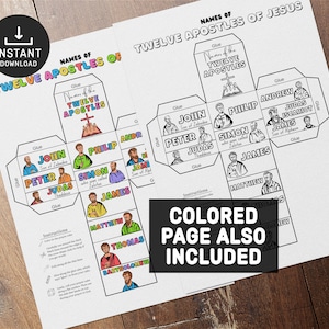 Names of the Twelve Apostles Coloring Cube, Bible Verse Activity, Kids ...