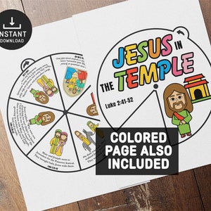 Jesus in the Temple Coloring Wheel, Luke 2, Bible Story, Kids Bible ...