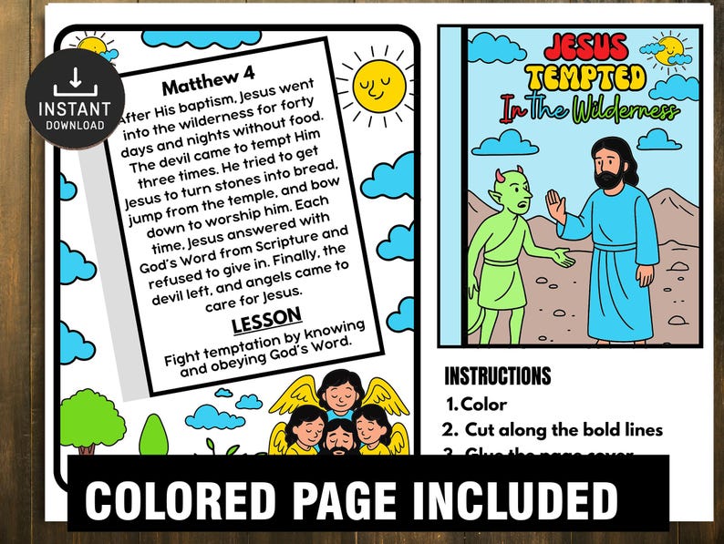 Jesus Tempted Mini Book, Bible Story Craft (digital Download) - Etsy