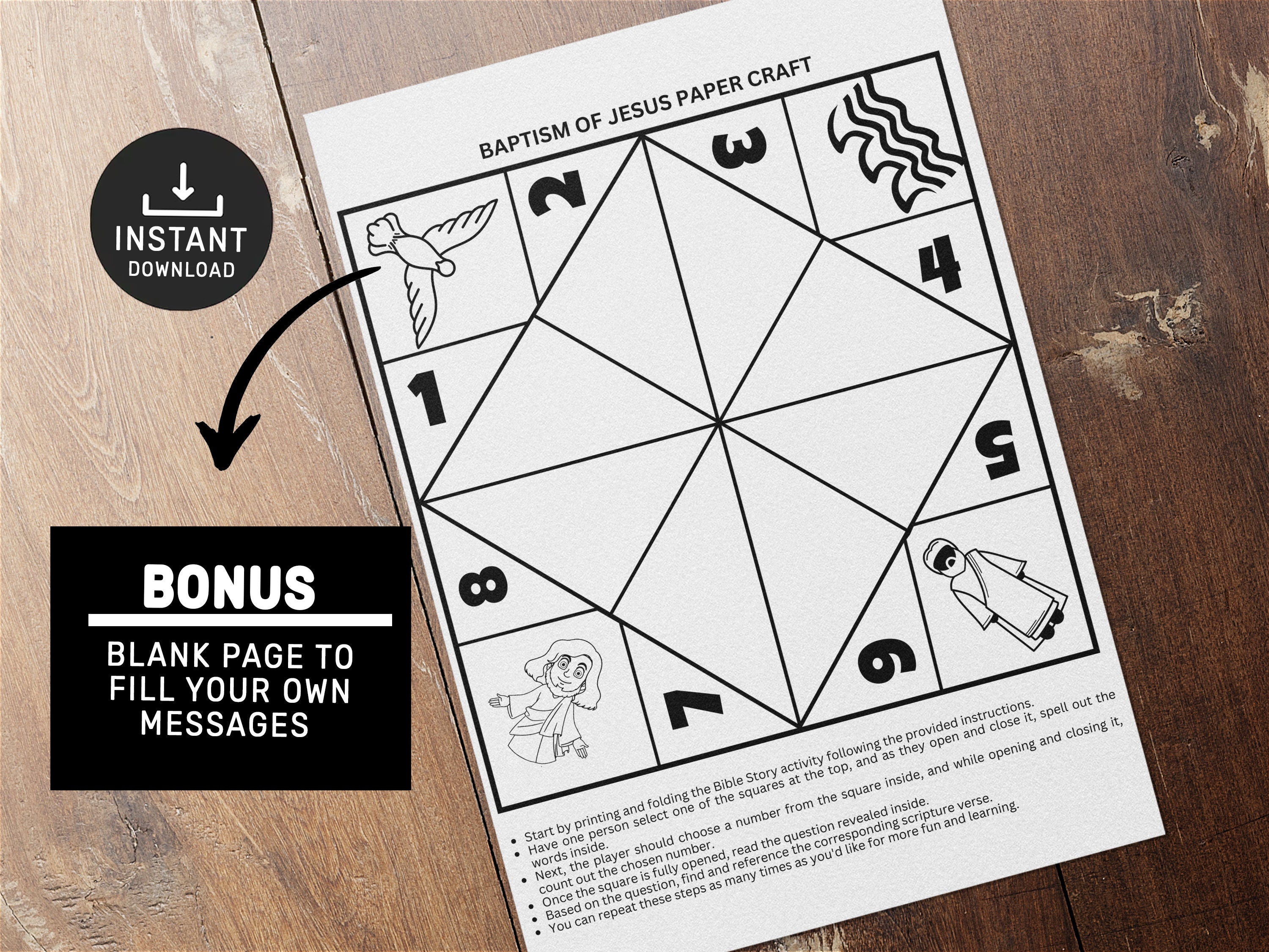 Baptism of Jesus Craft, Jesus Baptized, Fortune Teller, Cootie Catcher ...