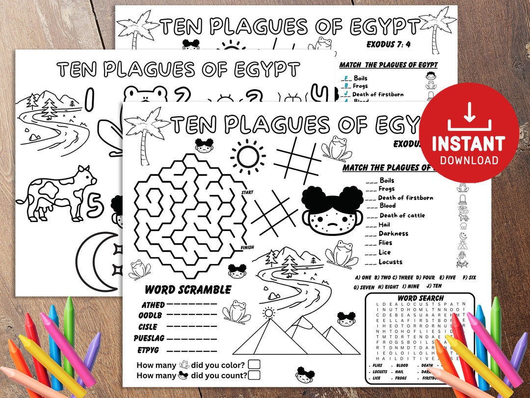 Plagues of Egypt, Bible Activity, Sunday Activities, Bible Placemat ...