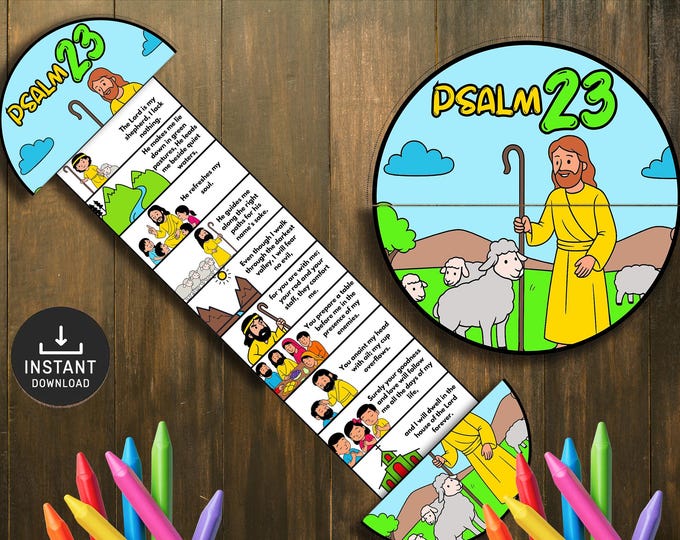 Psalm 23 Folding Surprise Craft, Mini Book for Kids, Bible Printable ...