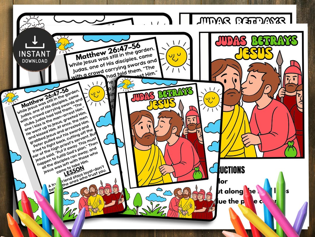 Judas Betrays Jesus Bible Story Craft, Kids Bible Lesson, Sunday School ...
