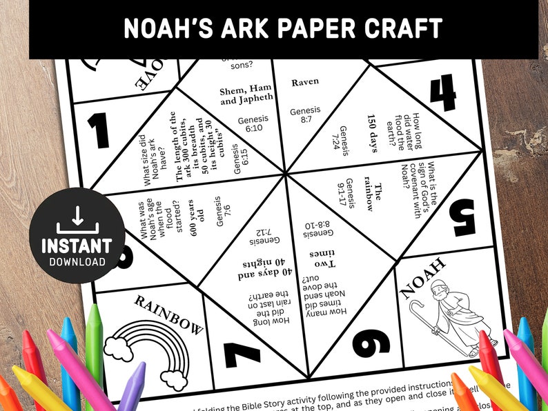 Noah's Ark Bible Story Activity, Sunday School Craft, Printable Paper ...