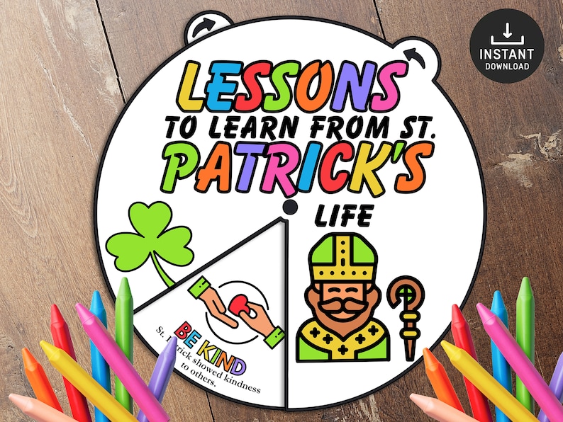 St Patricks Coloring Wheel, Shamrock Bible Activity, Printable Kids ...