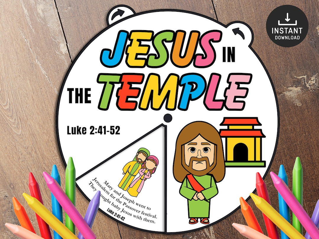 Jesus in the Temple Coloring Wheel, Luke 2, Bible Story, Kids Bible ...