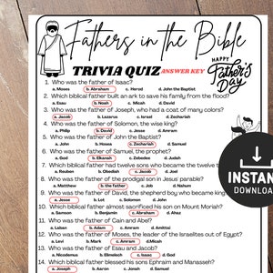 Fathers Day Game, Dad Bible Trivia, Sunday School Quiz, Bible Dads Quiz ...
