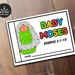 Moses Mini Book, Printable Bible Activity, Watercolor, Kids Bible ...